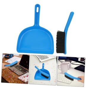 KITANDOVE 1 Set Plastic Blue Broom Dustpan Mini Broom and Dustpan Small Sweeping Countertop Brush Car Cleaning Brush Interior