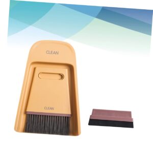 Healeved 1 Set Cage Cleaner Desktop Cleaner Dustpan Mini Hand Whisk Broom Soft Bristle Broom Mini Broom Cleaning Brushes Keyboard Cleaner Brush Desk Cleaning Dustpan Cleaning Tools Yellow