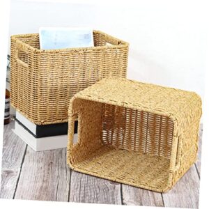 SOESFOUFU Fruit Baskets for Storage Basket for Table Woven Basket for Blankets Home Organizer Khaki Pp