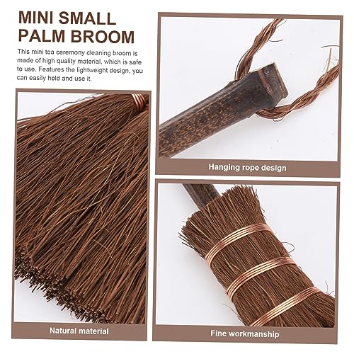 Outanaya 1pc Brown Silk Broom Decor Mustache Hand Broom Cleaning an Fittings Palm Broom Tea Cup Cleaner Keyboard Accessories Fireplace Accessories Small Straw Broom Brush Adorable Broom