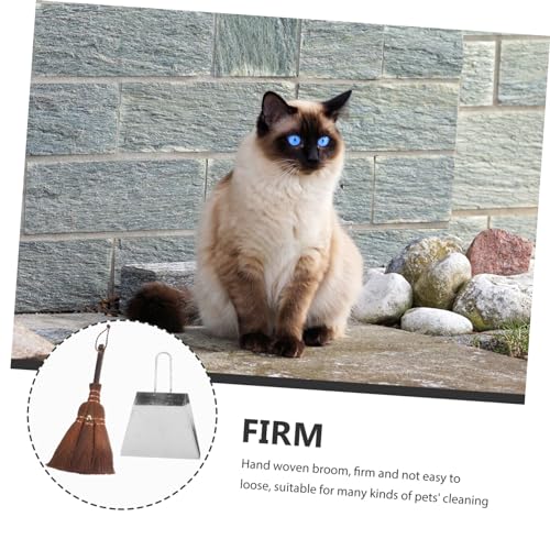 1 Set Pet Broom Dustpan Convenient Mini Dustpan Pet Cage Broom Pet Litter Desktop Waste Cleaning Tool Dust Pan Mini Dustpan Convenient Whisk Broom Cleaning Supply Coir Healeved