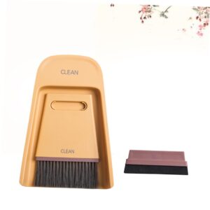 Healeved 1 Set Cage Cleaner Desktop Cleaner Dustpan Mini Hand Whisk Broom Soft Bristle Broom Mini Broom Cleaning Brushes Keyboard Cleaner Brush Desk Cleaning Dustpan Cleaning Tools Yellow