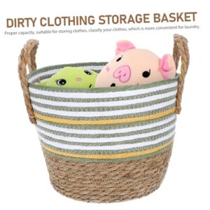 QUMIIRITY Rattan Storage Basket Woven Laundry Basket Waters Hyacinth Basket Woven Hamper Seagrass Belly Baskets Wicker Trash Can Woven Garbage Can Jute Planter Office Trash Bin