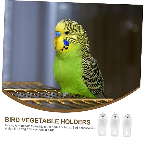 BESPORTBLE 3pcs Parrot Fruit Shelf Bird Cage Supplies Bird Cage Fruit Clips Bird Vegetable Holder Bird Vegetable Fruit Bird Food Fruits Basket Pet Parrot Vegetable Fixing Clips White Plastic