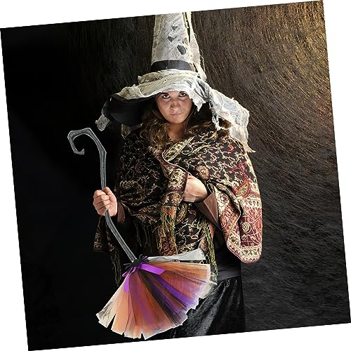 KONTONTY Halloween Prop Broom Witch Broom Halloween Props That Moves Halloween Broom Decor Broomstick Halloween Decor Halloween Witches Broom Halloween Broomstick Broom Halloween Gauze