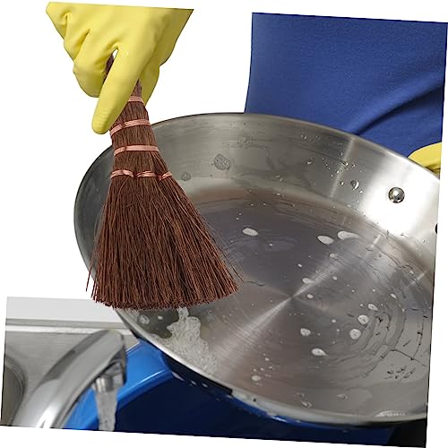 Outanaya 1pc Brown Silk Broom Decor Mustache Hand Broom Cleaning an Fittings Palm Broom Tea Cup Cleaner Keyboard Accessories Fireplace Accessories Small Straw Broom Brush Adorable Broom