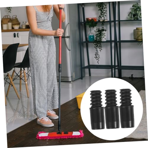 Yardenfun 12 Pcs Mop Head Pole Adapter for Broom Tips for Handle Extension Pole Adapter Tip for Telescopic Pole Connector Handle Tips for Broom Poles Threaded Tip Repair Kit Plastic Black