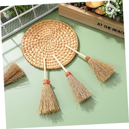 COOLHIYA 10pcs Halloween Broom Toys Miniature Broom Accessory Halloween Hanging Embellishment Mini Witches Broomstick Toys for Mini Brooms Broomsticks Mini Straw Broom Alien Dustpan Outdoor