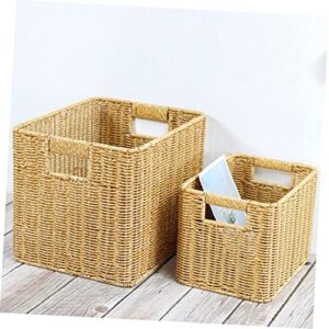 SOESFOUFU Fruit Baskets for Storage Basket for Table Woven Basket for Blankets Home Organizer Khaki Pp