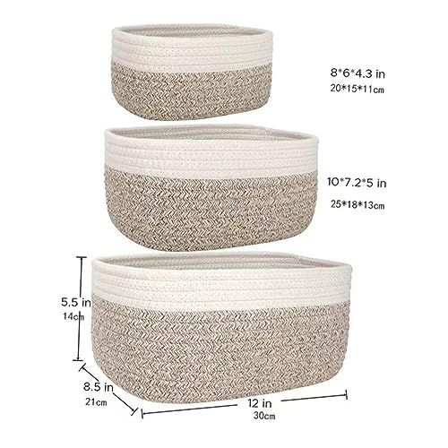 KOMBIUDA 3pcs Makeup Baskets Cotton Rope Storage Basket Desktop Snack Baskets Cotton Rope Storage Basket