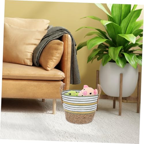 QUMIIRITY Rattan Storage Basket Woven Laundry Basket Waters Hyacinth Basket Woven Hamper Seagrass Belly Baskets Wicker Trash Can Woven Garbage Can Jute Planter Office Trash Bin