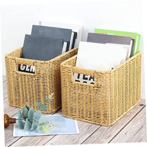 SOESFOUFU Fruit Baskets for Storage Basket for Table Woven Basket for Blankets Home Organizer Khaki Pp