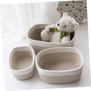 KOMBIUDA 3pcs Makeup Baskets Cotton Rope Storage Basket Desktop Snack Baskets Cotton Rope Storage Basket