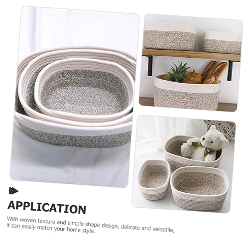 KOMBIUDA 3pcs Makeup Baskets Cotton Rope Storage Basket Desktop Snack Baskets Cotton Rope Storage Basket