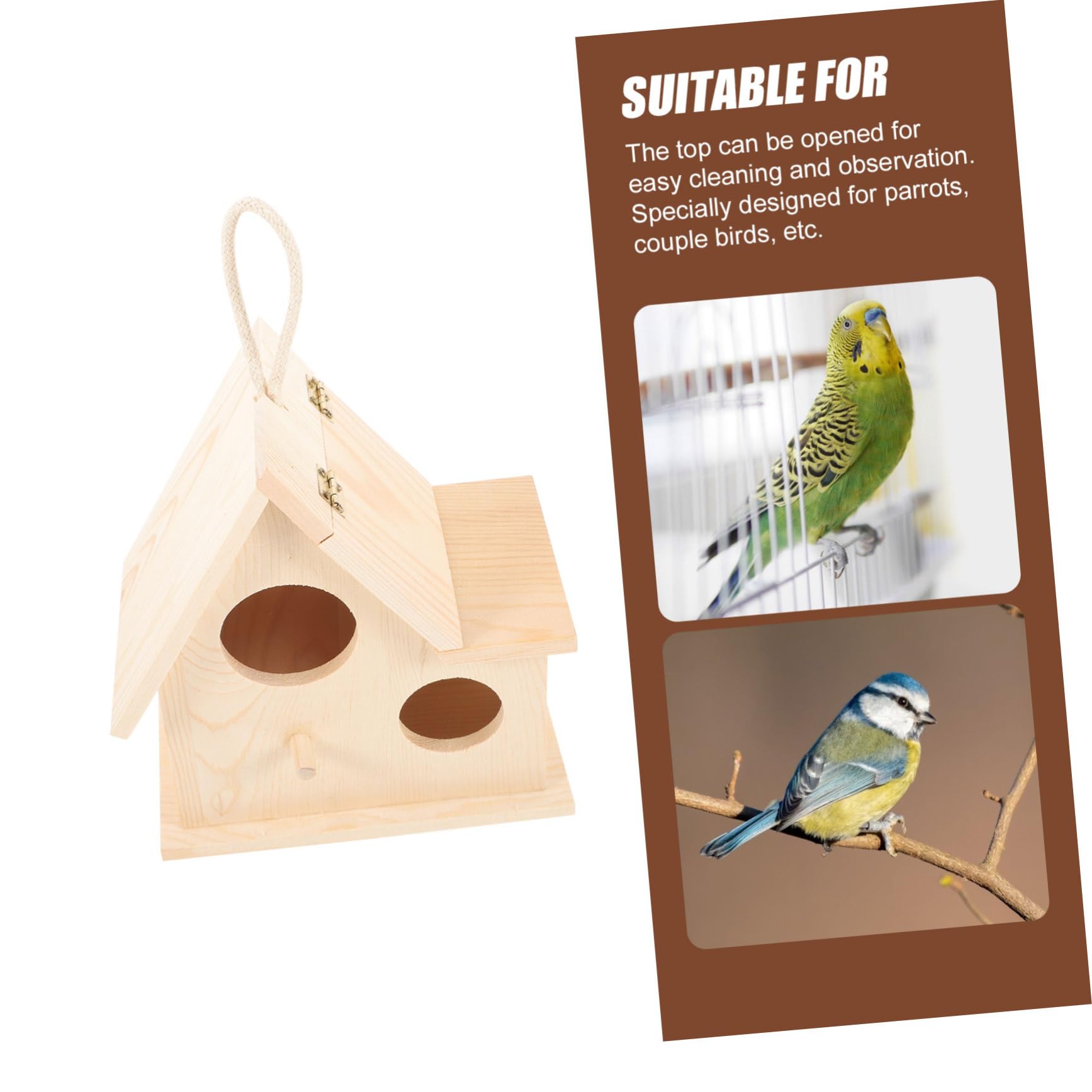 HANABASS Box Bird Terrarium Outdoor Bird House Hanging Bird Nests Parrots Breeding House Cage Pet Birds Nest Birds Supplies Bird Nest House Hanging Bird House Small Animal Hut Wooden