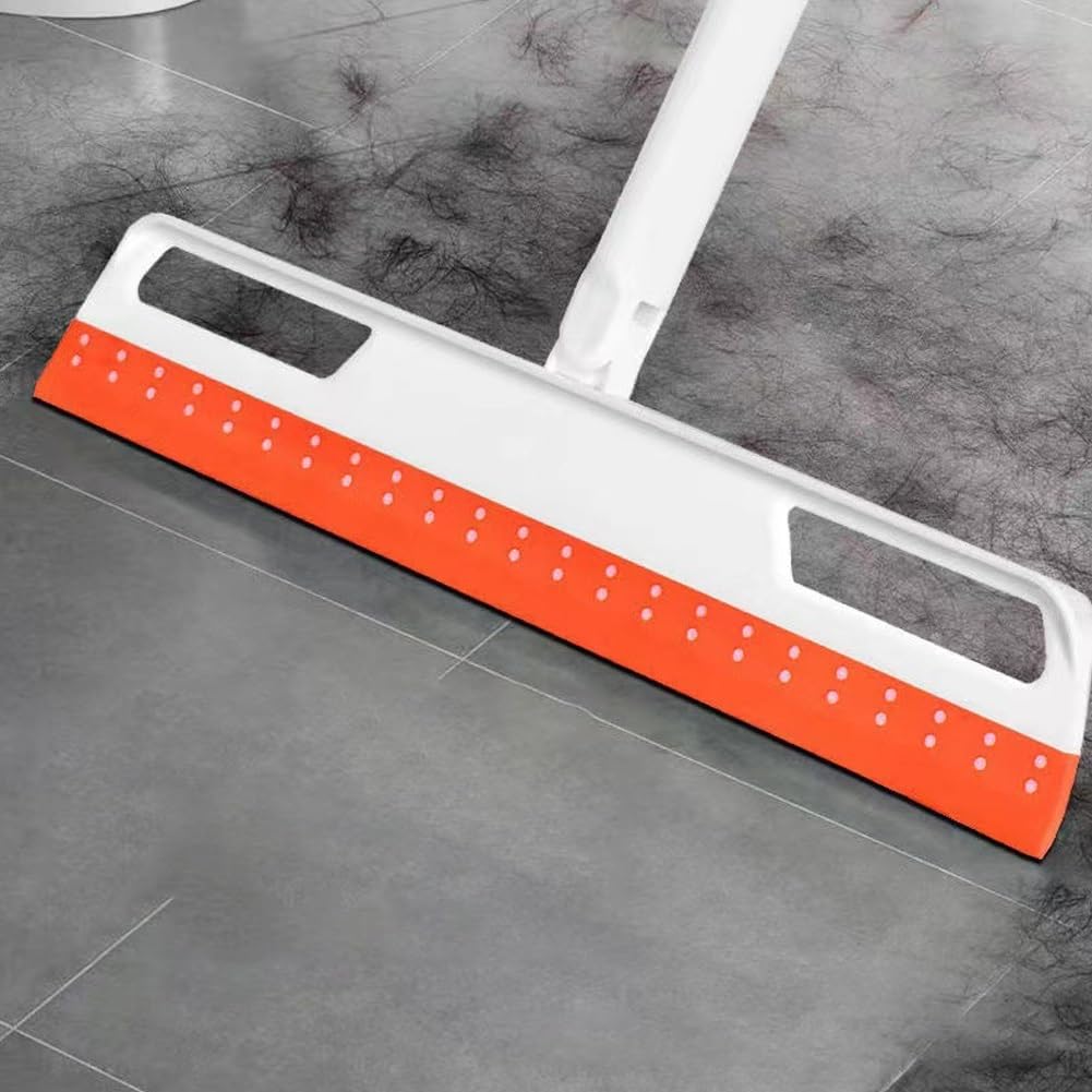 Silicone Floor Scraper, Retractable Silicone Floor Scraper Bathroom Wiper, 32.8'' Scraping Broom, Sweep and Scrape 2 in 1 Cleaning Broom for Bathrooms, Kitchens, Pet Hair