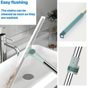 Silicone Floor Scraper,Retractable Silicone Floor Scraper Bathroom Wiper,Magic Silicone Broom,Floor Squeegee Broom Scrubber With Long Handle, For Concrete Floor Pet Hair Removal(1*Green,20.47in(52cm))