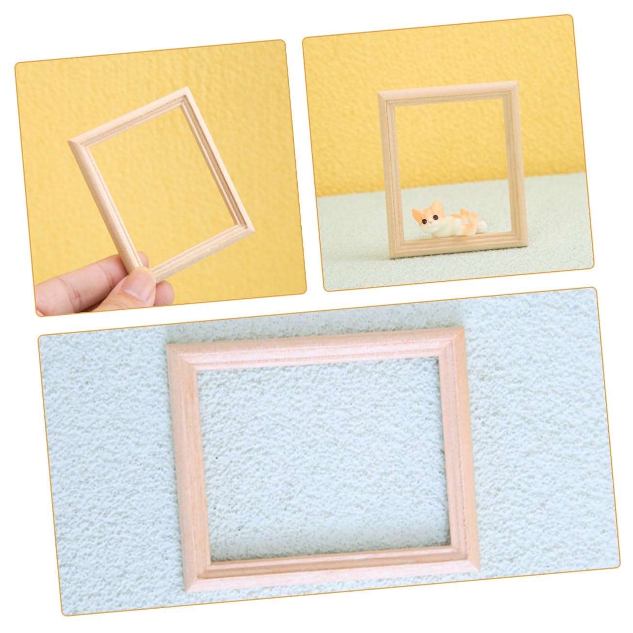 CIMAXIC 2pcs Miniature Photo Frame Tiny Picture Frame Mini House Accessories Dollhouse Photo Frame Mini Photo Frame Dollhouse Miniature Accessories Picture Frames Doll House Decor Wood