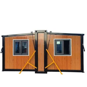 20 feet folding wood grain fold out container house perfect for construction sites, emergency shelters, and recreational living