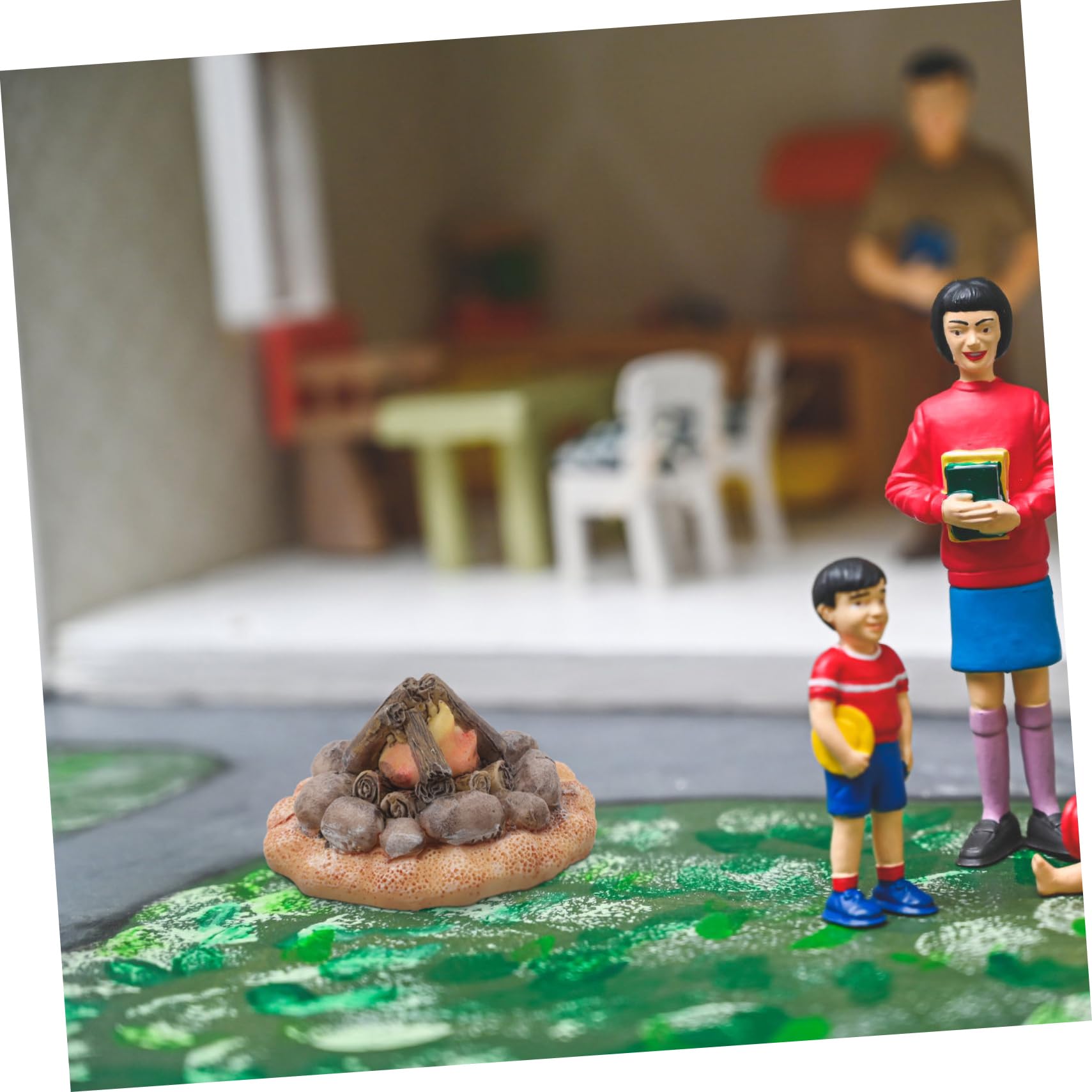 SEWOART Synthetic Resin Miniatures Mini Fire Model Mini Dollhouse Campfire Decoration