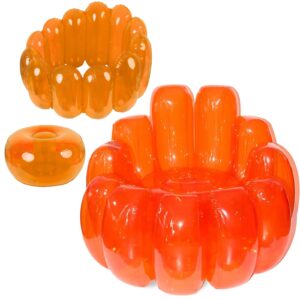 amusediy jelly inflatable blow up chair, indoor outdoor portable inflatable couch, air jello chair patio inflatable furniture (orange)