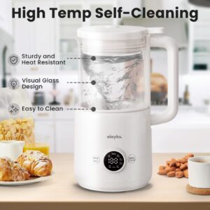 Automatic Nut Milk Maker, 20 Oz Soy Milk Maker Machine for Homemade Almond/Oat/Soy, Plant-Based Milk and Dairy Beverages, 12 Blades Almond Milk Maker with Delay Start/Boil/Self-cleaning, White