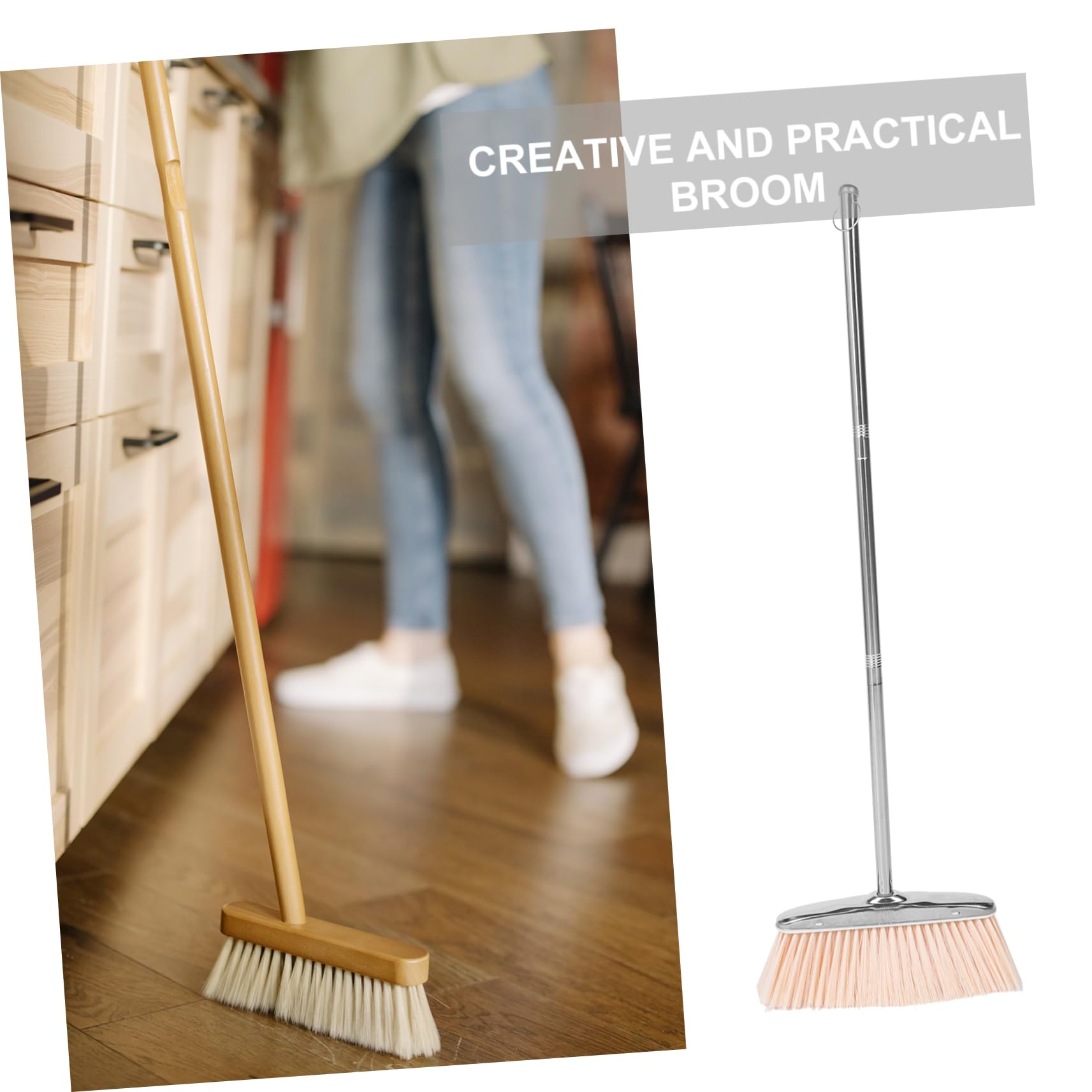 Hoement Cleaning Broom Household Cleaning Supply Stable Broom Portable Air Conditioners Household Brooms Bathtub Broom Kitchen Broom Squeegee Broom Cleaning Tool Khaki Stainless Steel