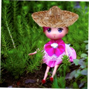 MERRYHAPY 8pcs Mini Hat DIY Prop Dollhouse Straw Hats Mini Sun Hat DIY Doll Hat Doll Craft Hats Miniature Doll Hats Dollhouse Miniature Hats Mini Doll Straw Hat Woven Straw Cap Doll Top Hat