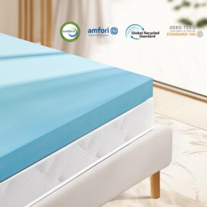 4 Inch Queen Mattress Topper for Pressure Relief, Gel Infused Bed Topper, Memory Foam Mattress Pad CertiPUR-US Certified, 60x80 Inches, Blue