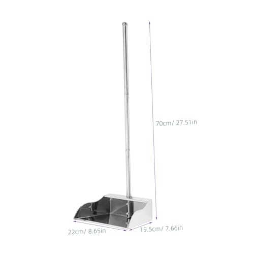 Levemolo Stainless Steel Trash Shovel Industrial Dust Pan Outdoor Dust Pan Sweeping Dustpan Cleaning Dust Pan Kitchen Dustpan Trash Cleaning Garbage Dustpan Stand up Dustpan Handheld Silver