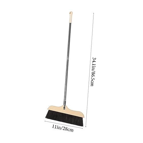 COOLHIYA Floor Wiper Sweeping Brush Hair Cleaning Broom Home Cleaning Broom Long Handle Umbrella Straws Heavy Duty Broom Floor Cleaning Broom Household Supplies Dust Broom Solid Wood Handle