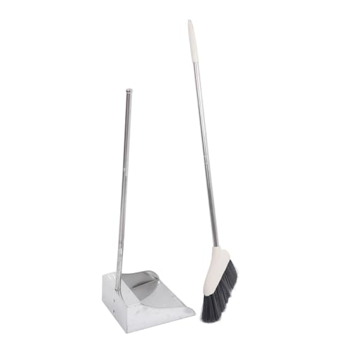 SOESFOUFU 1 Set Garbage Shovel Broom with Dustpan Household Brooms Broom Pan Broom and Dustpan Kit Outdoor Dust Pan Standing Dust Pan with Broom Kit Floor Broom Angle Brooms Stainless Steel