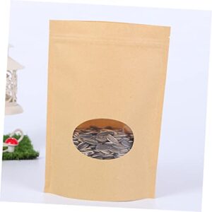 SOESFOUFU 50 Pcs Kraft Paper Bag Self-sealing Storage Pouches Greaseproof Paper Bags Kraft Snack Bags Zipper Paper Bags Practical Storage Pouches Bag Organizer Kraft Treat Bags