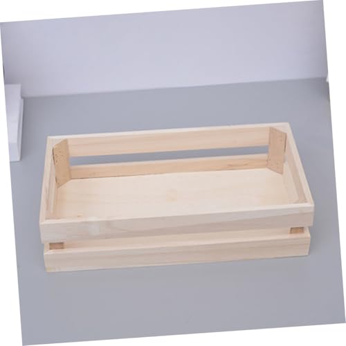 PRETYZOOM 2pcs Wooden Organizer Basket Beige Basket for Storage Wooden Storage Container Wooden Basket