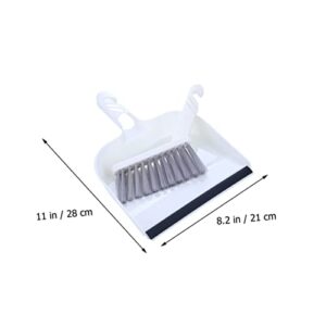 BCOATH 2 Sets Cleaning Brush Tabletop Fireplace Dust Pans with Brush Tiny Brush Dustpan Toy Broom Straw Soft Broom Cleaning Broom Mini Hand Broom Mini Cleaning Dustpan Plastic White