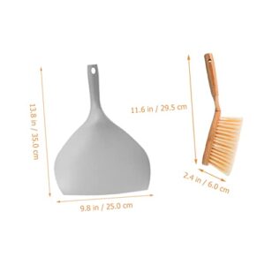 SEWOART 1 Set Desktop Cleaning Kit Broom Indoor Handheld Broom Hand Broom and Dustpan Kits Dust Pan Gray Desk Small Pans Mini Cleaning Brush Small Cleaning Broom and Dustpan Brush Grey