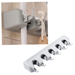 GLSTOY Mop Rack Mop Storage Shelf Broom Hanger Wall Mount Broom Holder Cleaning Tools Organizer Toilet Brush Holder Cleaning Tool Hooks Mop Organizer Clip Broom Storage Hanger Hooks Grey