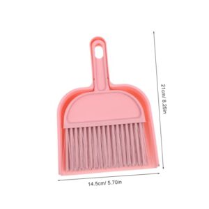 Mobestech 1 Set Mini Table Broom Broomstick Hand Held Broom Mini Broom Small Broom Dust Pan Brush Broom with Dustpan Broom and Dustpan Classroom Cleaning Supplies Handheld Broom Pink Plastic