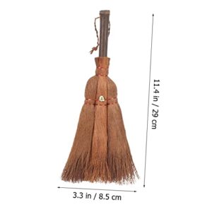 Healeved Brown Silk Broom Decorative Brooms Household Palm Broom Hand Whisk Mini Whisk Broom Escoba Chinese Decor Household Duster Wizard Broom Home Cleaning Broom Brush Asian Brown Hair