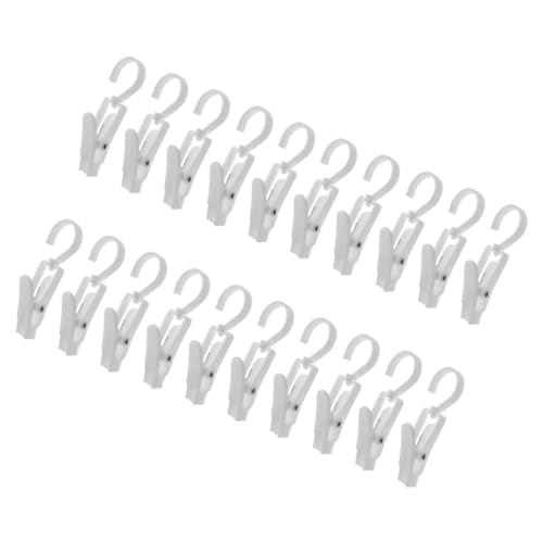 GETAJGHSD 20pcs Towel Clip Kitchen Office Hook Clip with Hooks Drying Hook Simple Laundry Hanger Clip Laundry Clips for Drying Clips Laundry Hooks Clothes Hangers Hooks Clip Plastic White