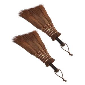 2pcs small broom manual broom sweeping hand handle broom small whisk broom counter broom desk cleaning broom kitchen countertop broom office table dust brush light brown wood merryhapy