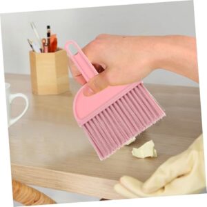 Mobestech 1 Set Mini Table Broom Broomstick Hand Held Broom Mini Broom Small Broom Dust Pan Brush Broom with Dustpan Broom and Dustpan Classroom Cleaning Supplies Handheld Broom Pink Plastic