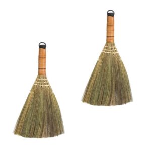 tokidny 2pcs household dust broom straw whisk broom hand handle broom natural small broom decor small hand broom children s small furniture sweeping duster crumb balai broom indoor gala