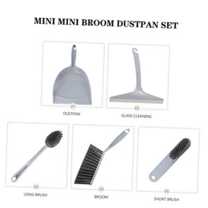 GOOHOCHY 5pcs Broom Dustpan Micro Brushes Mini Cleaning Brush Kid Broom Mop Table Dustpan and Balais Mini Saucepan Pet Mini Sweep Broom Board Aid Cleaning Scrub Brush Mini Broom Pp Purple