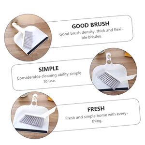 BCOATH 2 Sets Cleaning Brush Tabletop Fireplace Dust Pans with Brush Tiny Brush Dustpan Toy Broom Straw Soft Broom Cleaning Broom Mini Hand Broom Mini Cleaning Dustpan Plastic White