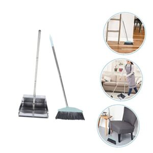 SOESFOUFU 1 Set Garbage Shovel Broom with Dustpan Household Brooms Broom Pan Broom and Dustpan Kit Outdoor Dust Pan Standing Dust Pan with Broom Kit Floor Broom Angle Brooms Stainless Steel