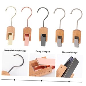 HOOTNEE 5pcs Hook Storage Clip Socks Clips Laundry Hanger Hooks Clips for Curtains Socks Hangers with Clips Multi Clothing Hanging Clip Mini Clothespins Swivel Laundry Hooks Sock Clip Wood