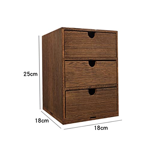 Wooden Storage Box Storage Drawers Storage Cabinet Locker Desktop Organizer Desktop Cabinet Organizer 3 Tier Shelf Organizer for Desk Retro Drawer Box​​​​​​​ Wood Drawer Shelf WHAMVOX