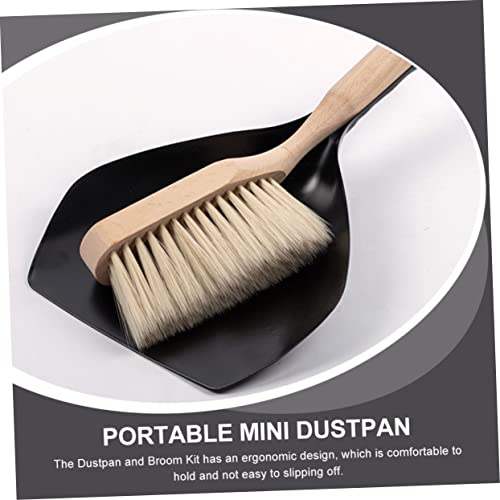 COOLHIYA 1 Set Desktop Broom Portable Brush Dustpan Household Dust Pan Garbage Shovel Cleaning Shovel Char Shovel Handheld Broom Mini Brush Whisk Broom Pan Small Broom and Dust Brush Iron