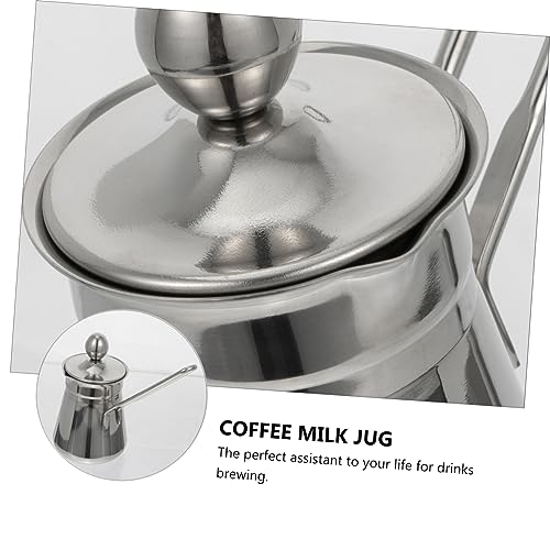 SHOWERORO 1pc Milk Foam Cup Milk Steaming Milk Maker Espresso Pitcher Coffee Milk Jug Espresso Pot Milk Frother Cup Hot Chocolate Tea Creamer Coffee Frothing Pitcher 201 Stainless Steel